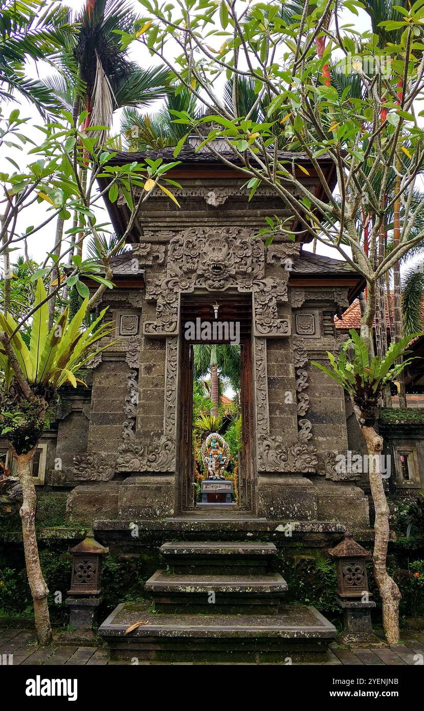 The ritual mystical stone sculptures are covered with moss. Ceremonial ...