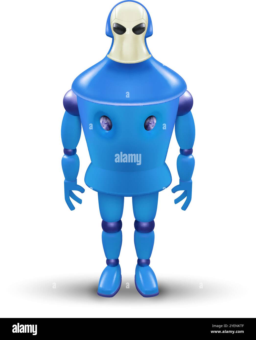 Cute 3D Humanoid Robotic Automation Isolated Icon. Tough Blue Bot ...