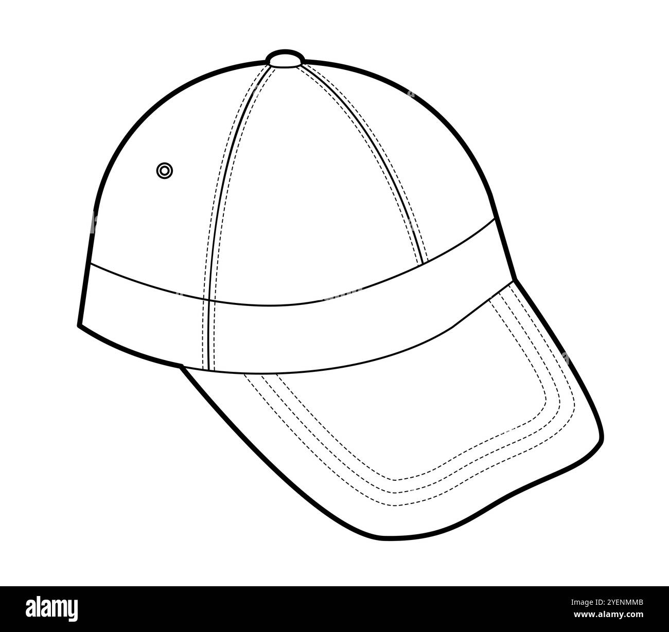 Fitted Cap Baseball Hat. Summer Head Fashion accessory clothing ...