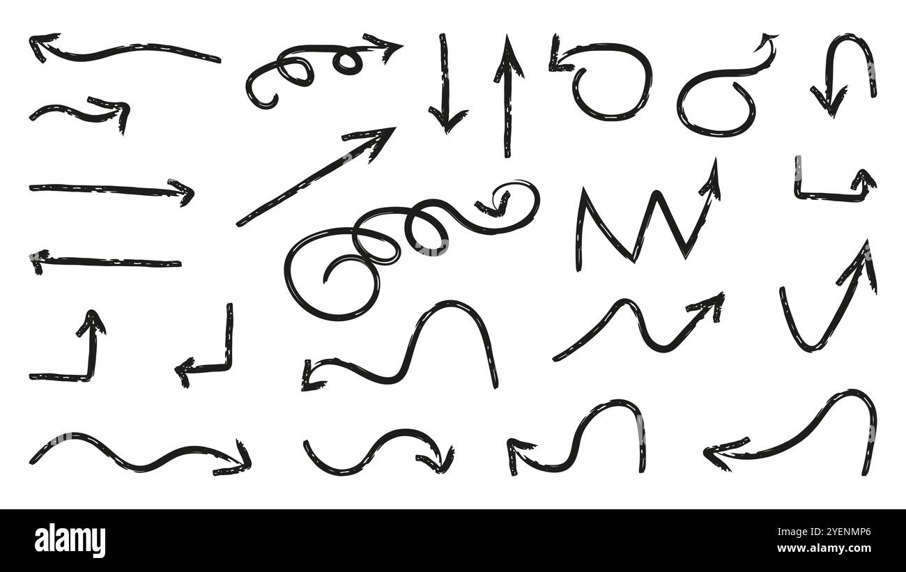 Arrows drawn with brushes for infographic design. Expressive Vector ...