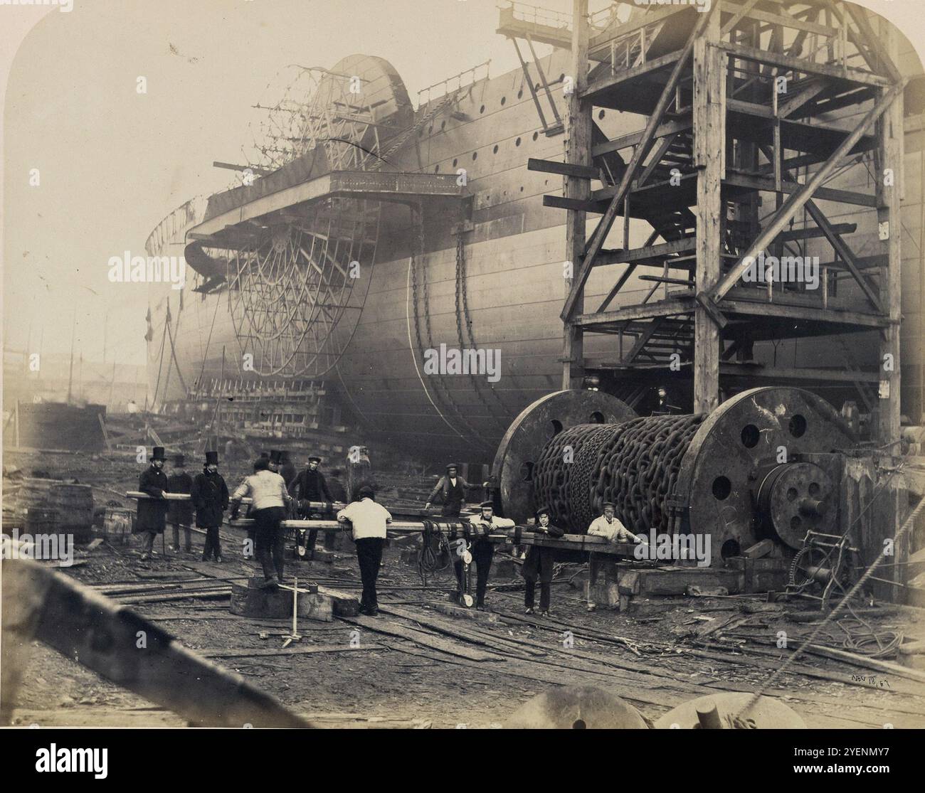 The construction of The Great Eastern at Millwall on the Thames in ...