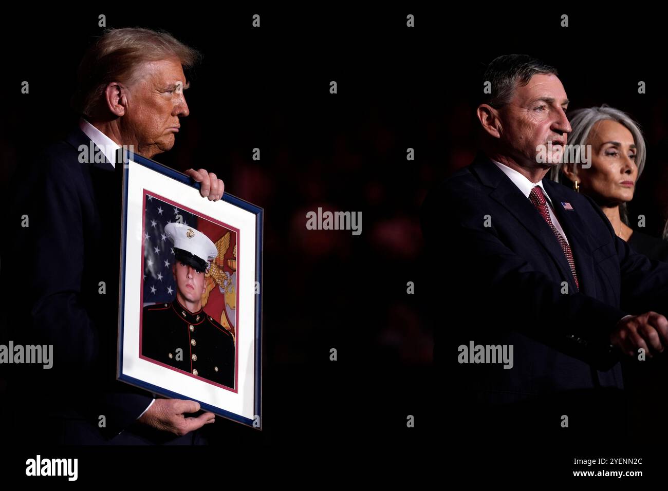 Republican presidential nominee former President Donald Trump holds a ...