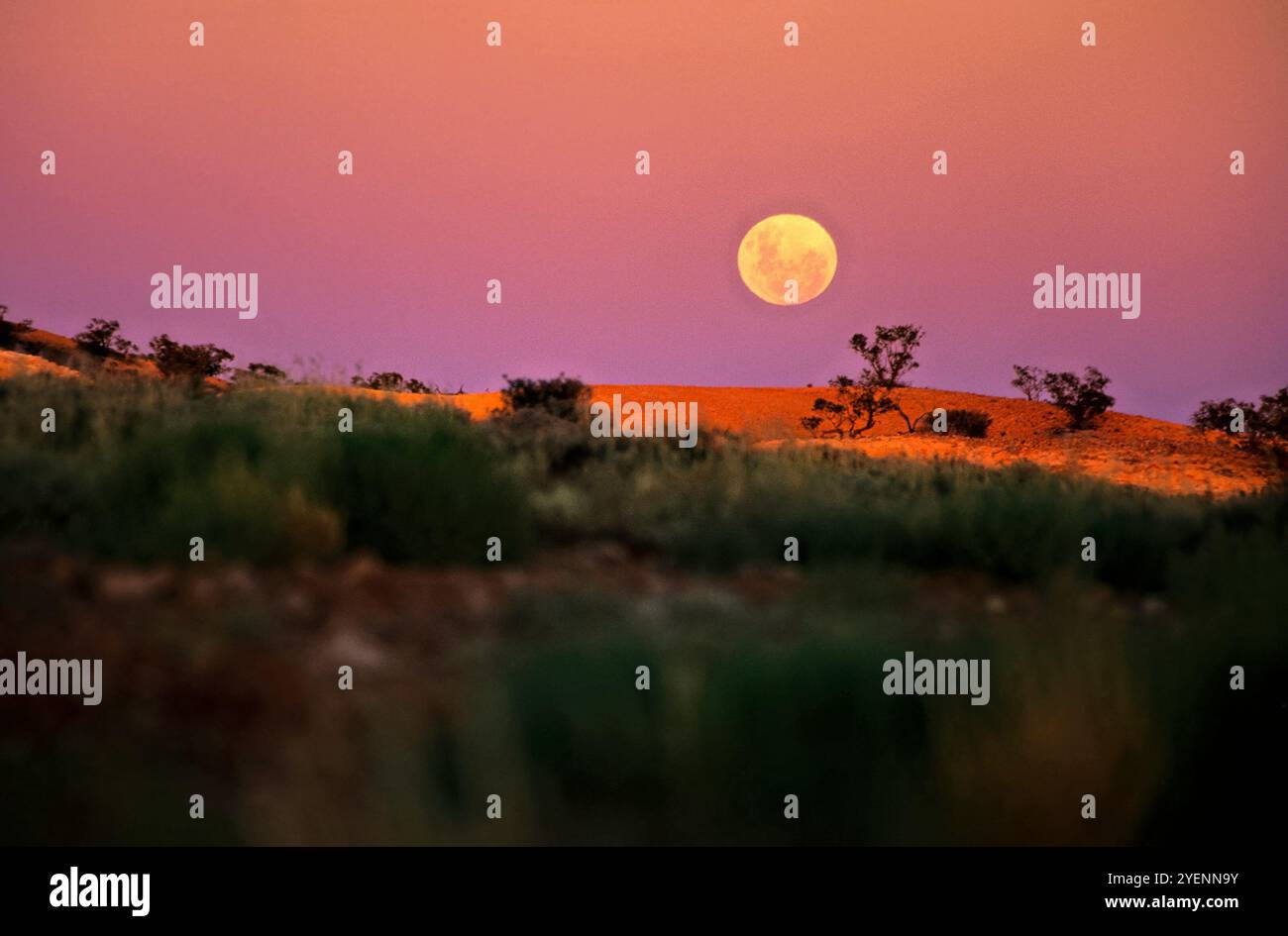 Full Moon at Dusk, Coober Pedy, South Australia Stock Photo - Alamy