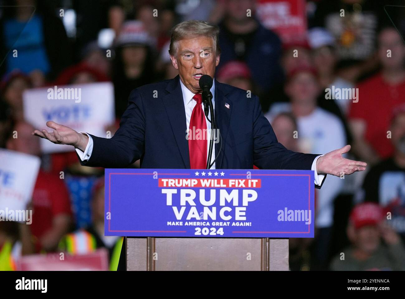 Republican presidential nominee former President Donald Trump speaks ...