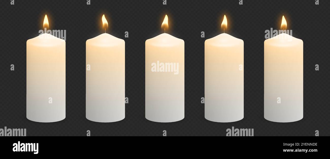 Wax candles with glowing light and flame variations Stock Vector Image ...