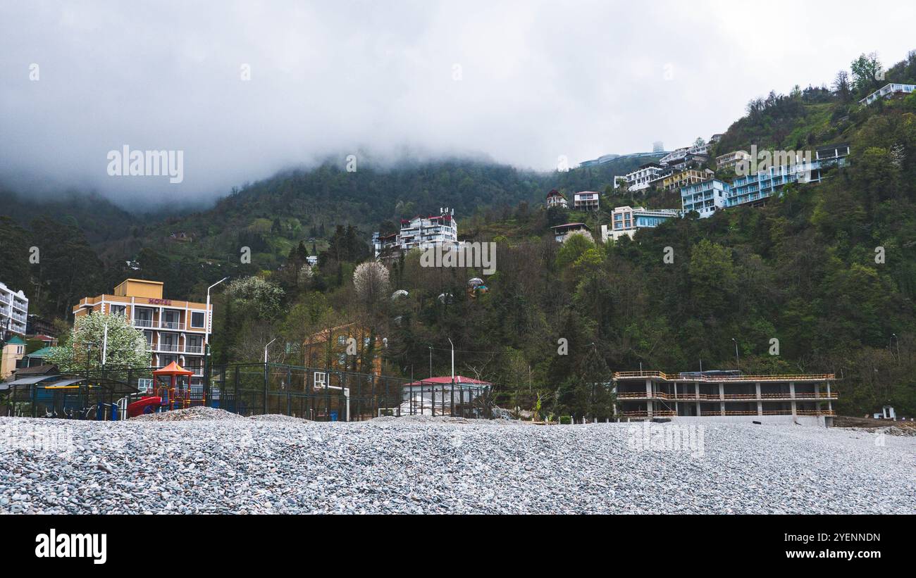 Small town buildings houses communities in country of Georgia Stock ...
