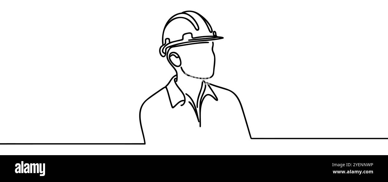 Continuous one line drawing design vector illustration of engineers man ...