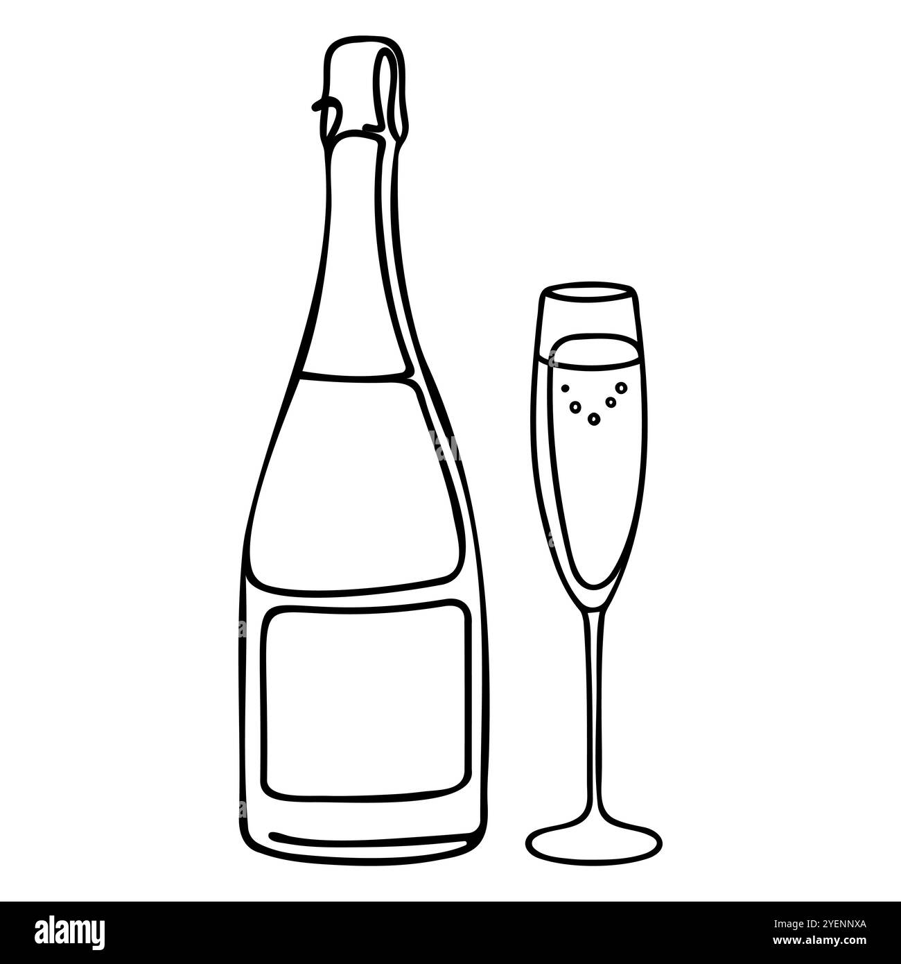 Champagne with glass Continuous one line drawing Stock Vector Image ...