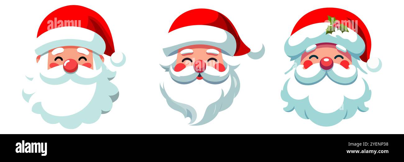 Set of Santa Claus face Cartoon cute Santa Stock Vector Image & Art - Alamy