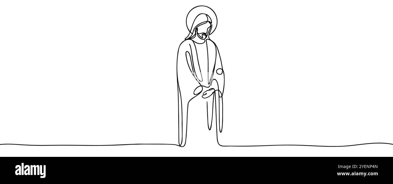 Jesus standing, Continuous one line drawing Stock Vector Image & Art ...