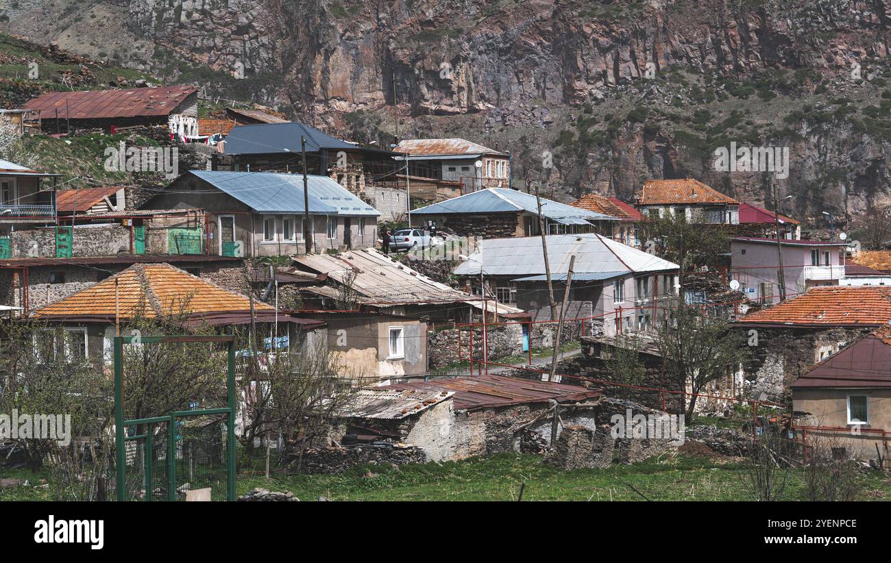 Small town buildings houses communities in country of Georgia Stock ...
