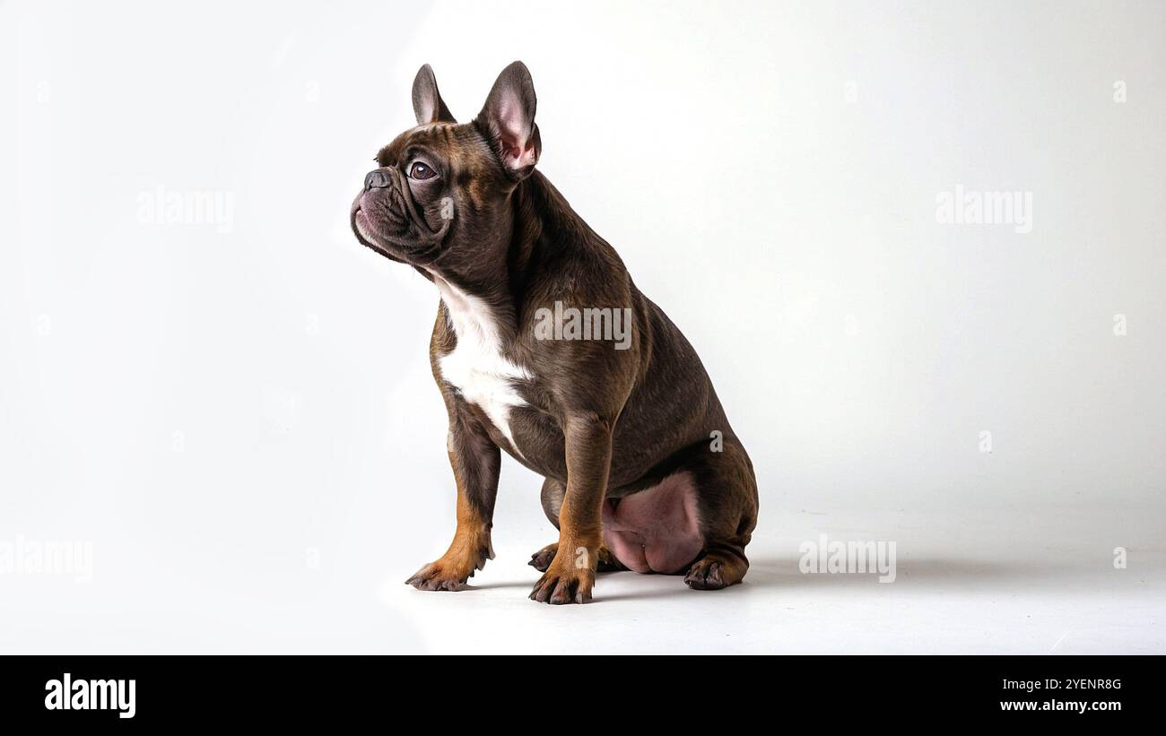 French Bulldog side view full body, isolated on white background Stock ...