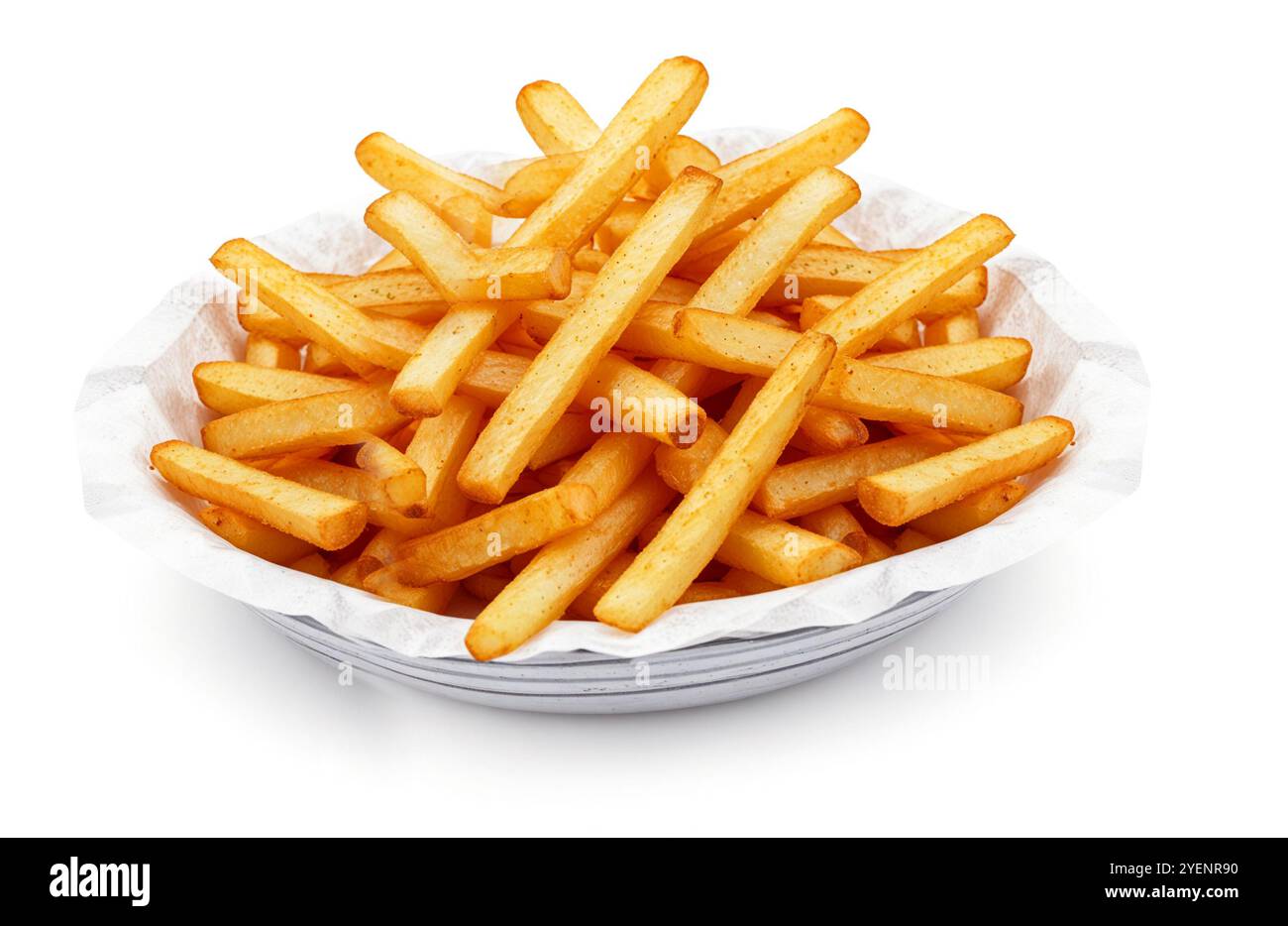 French fries or potato fries with salt taste, Isolated on white ...