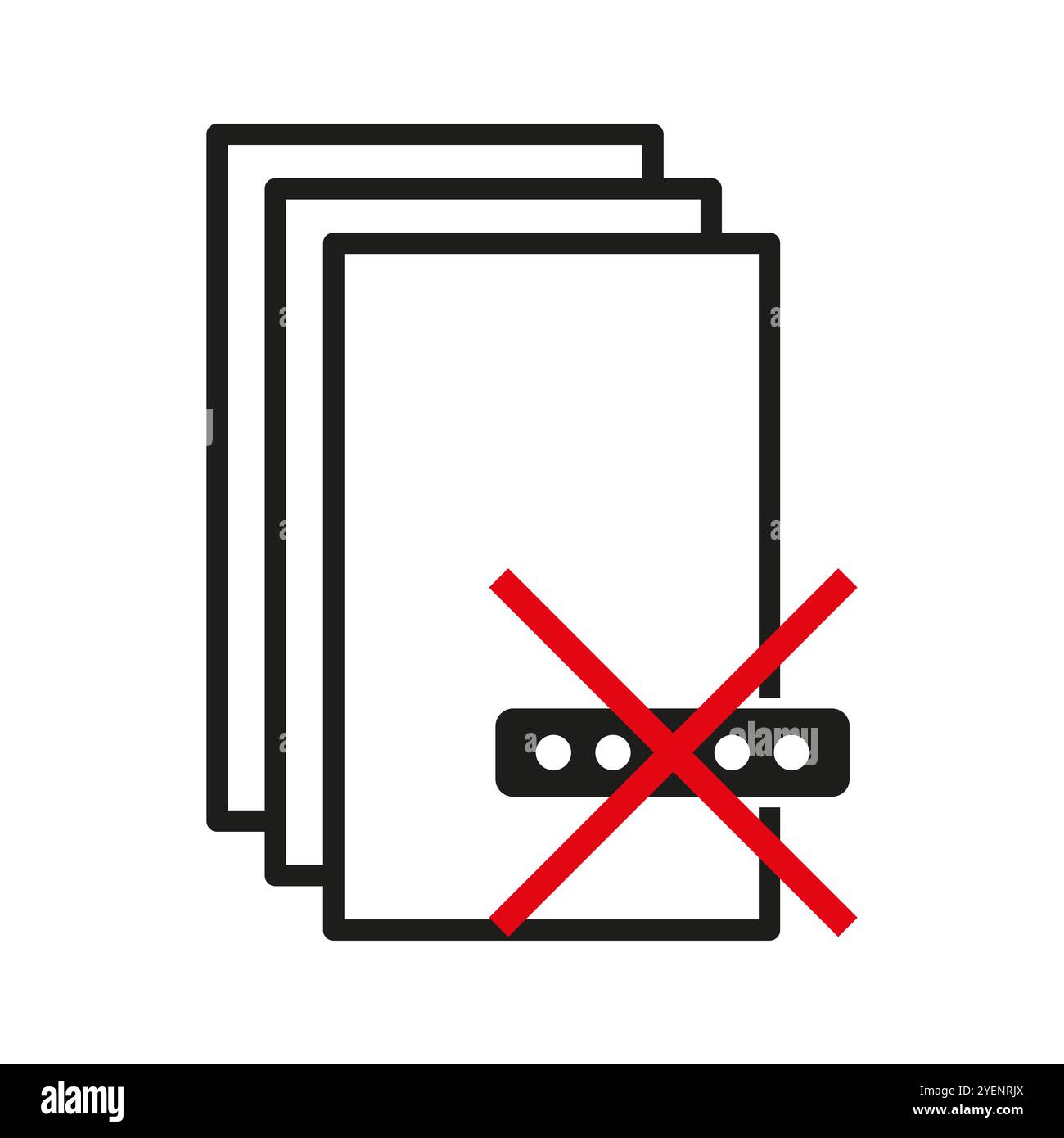 Document icon. Red crossed out paper. No paper image. Vector symbol ...