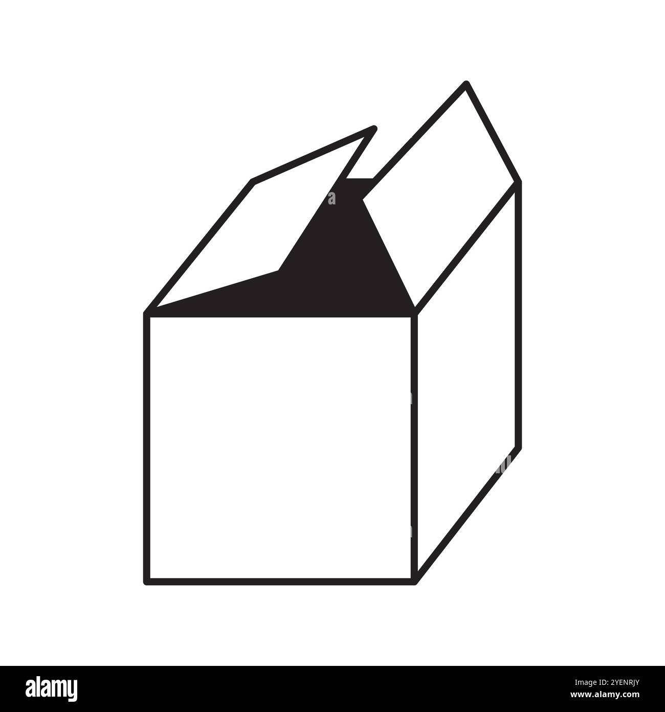 Open box icon. Unfolded carton shape. Simple packaging symbol. Black ...