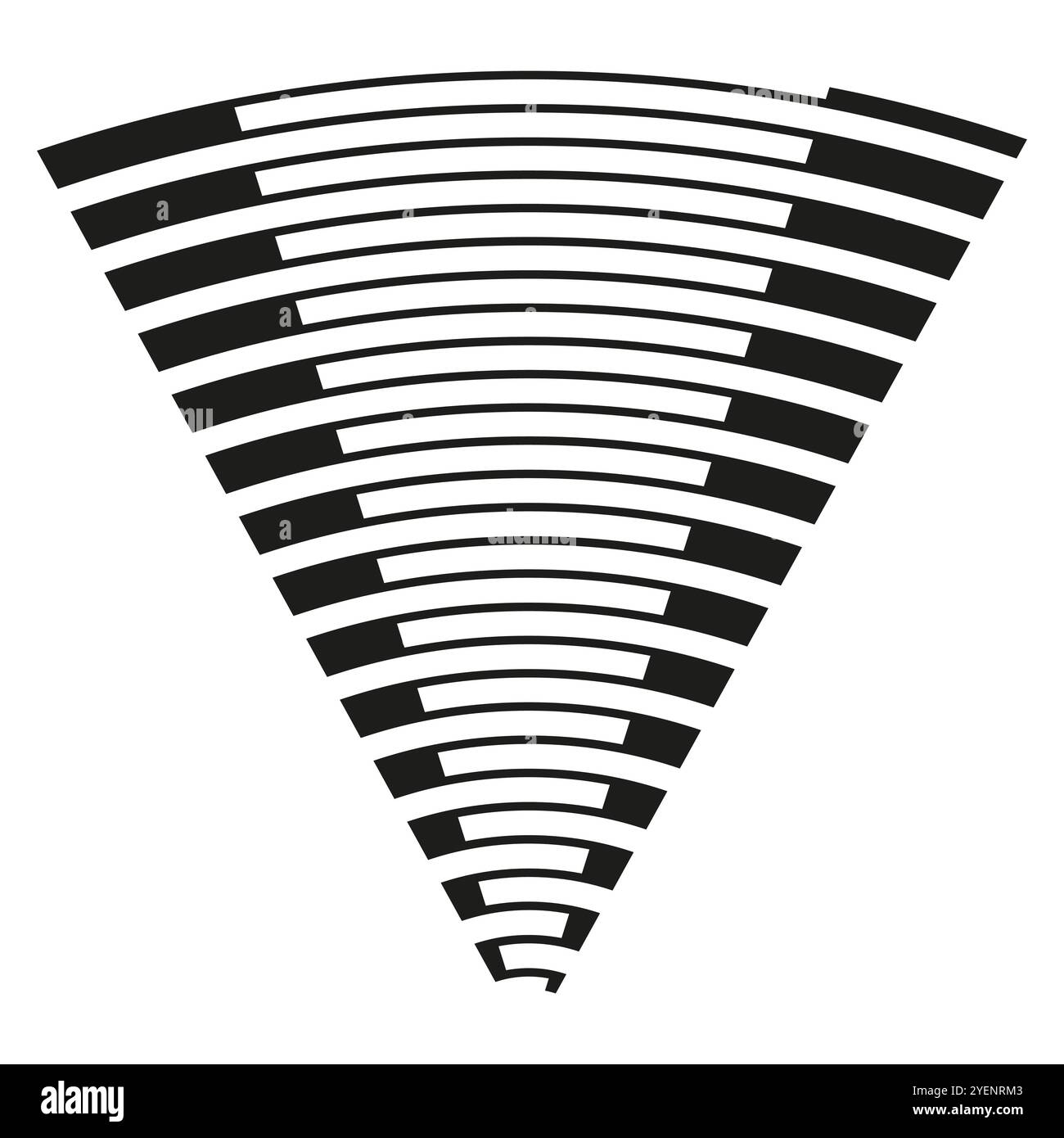 An abstract black and white funnel made of alternating concentric lines ...