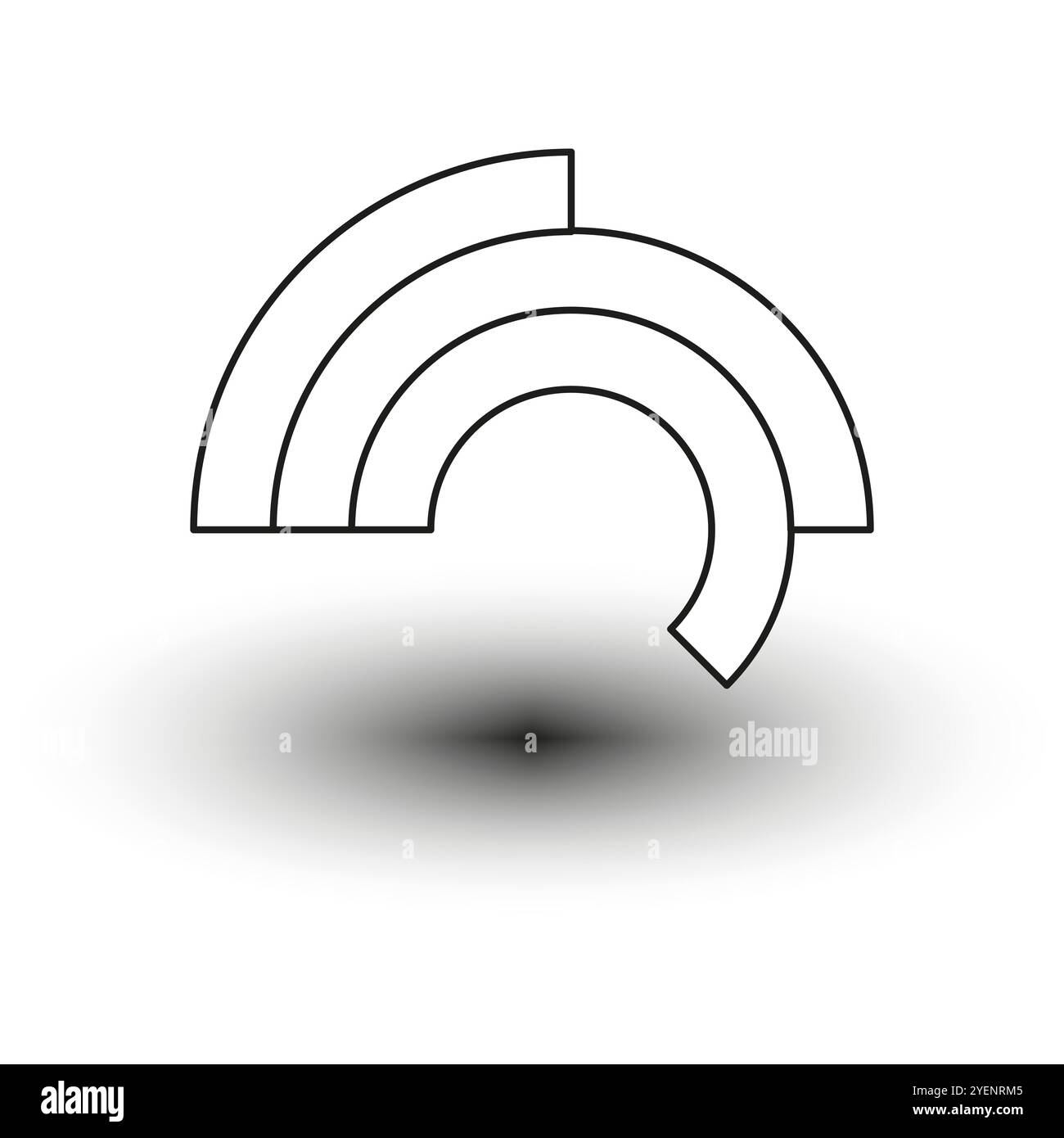 Black and white abstract semi circle with an overlaid shadow ...