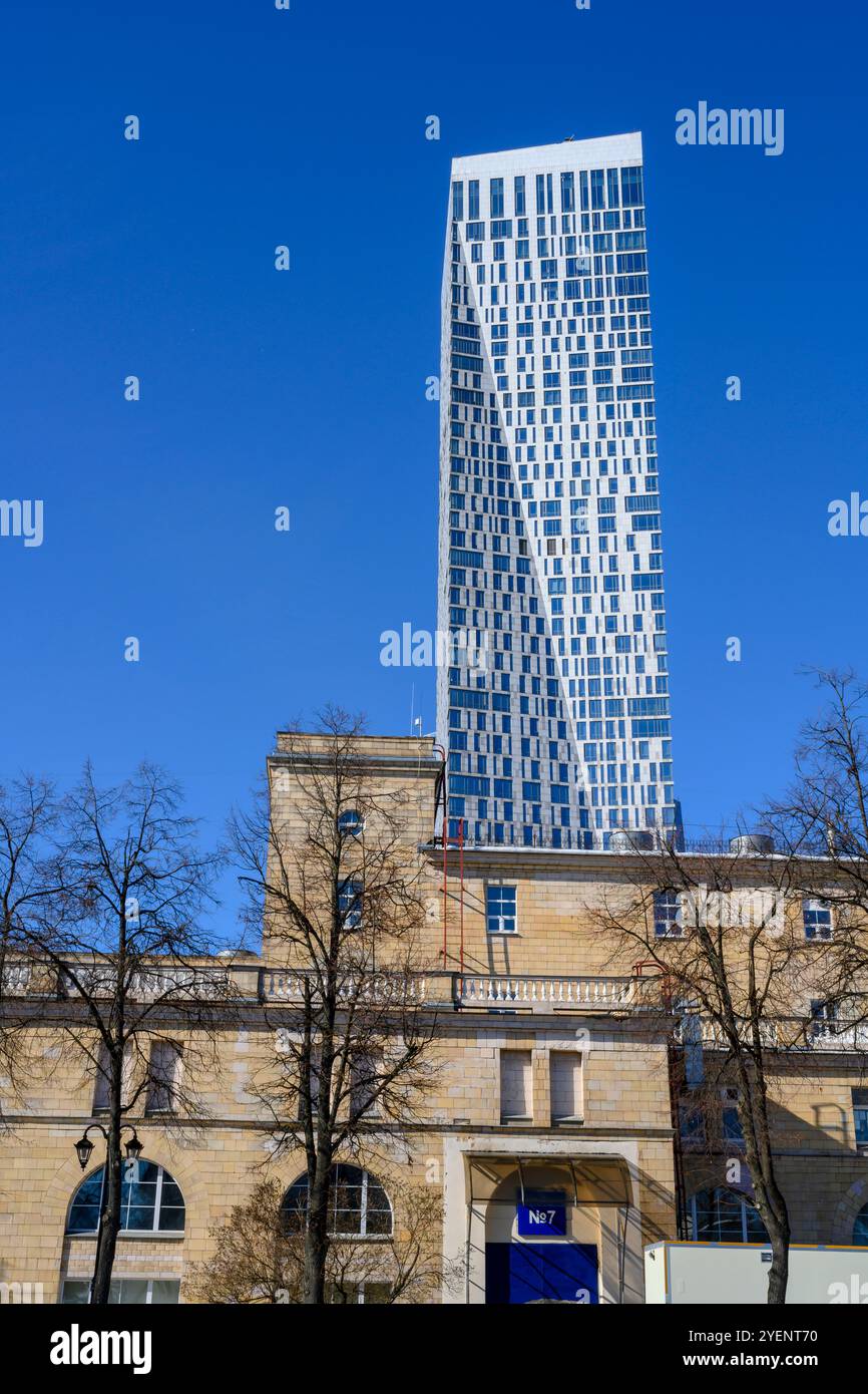 21st century skyscraper and mid-20th century architecture building in ...