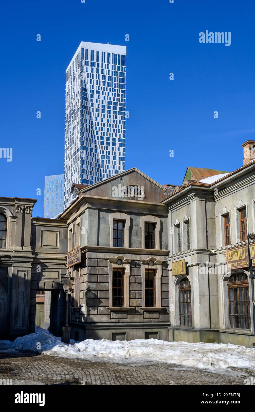 MOSCOW, RUSSIA - MARCH 13, 2024. A 21st-century skyscraper and scenery ...