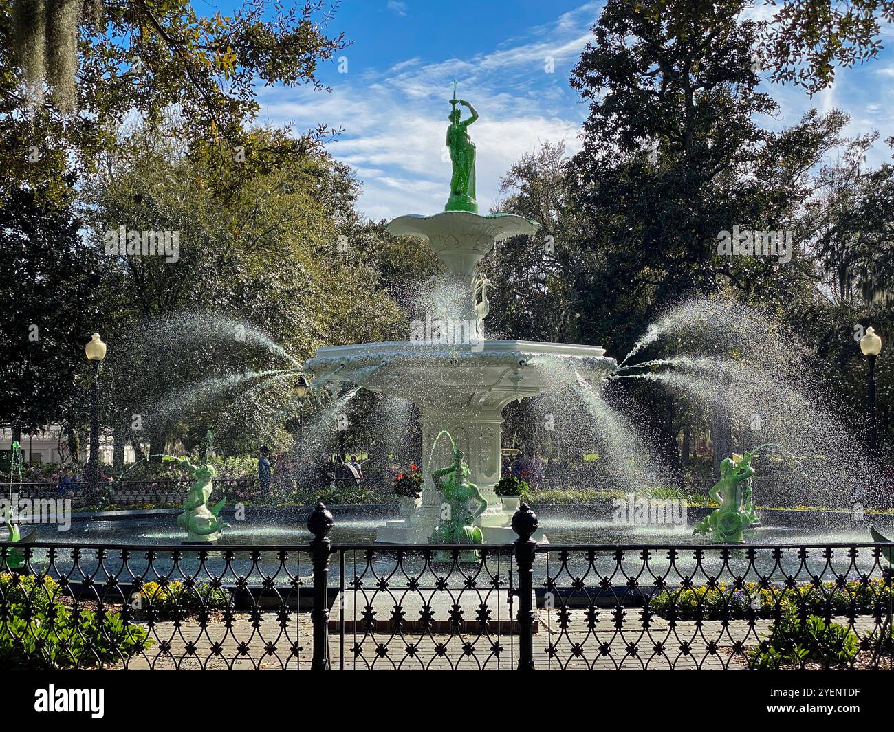 The Greening of the Fountain in Forsyth Park, Savannah, Georgia, USA ...