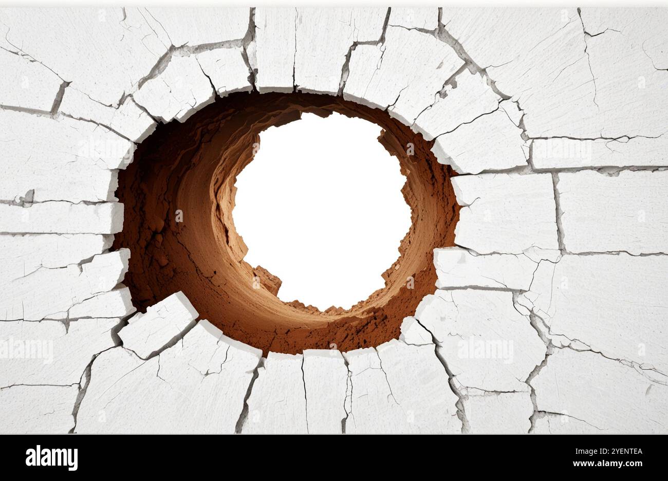Hole breaking through wall, isolated on white background Stock Photo ...
