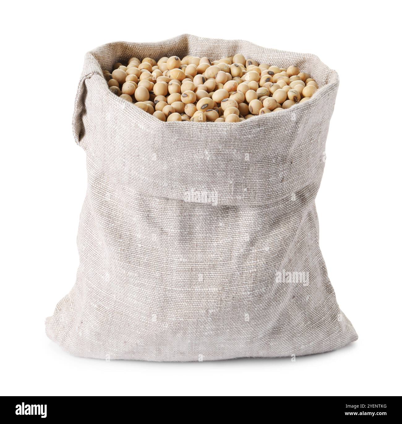 Soy beans in burlap sack isolated on white Stock Photo - Alamy