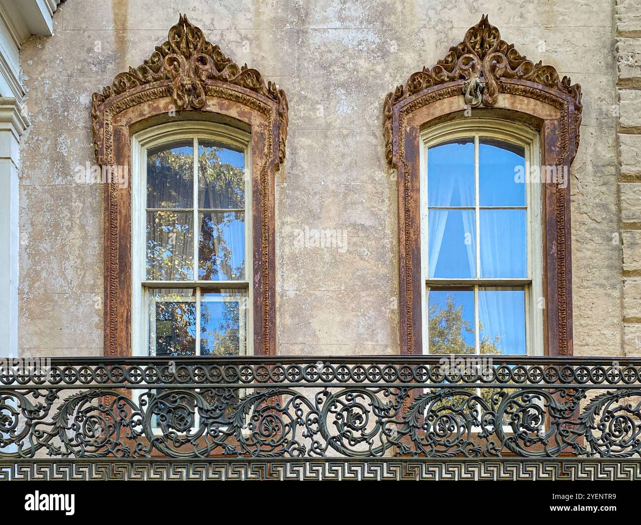 Historic Windows along Monterey Square, Savannah, Georgia Stock Photo ...