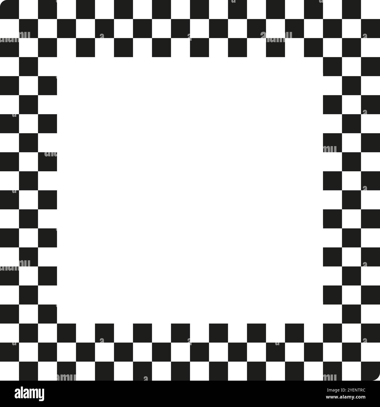 Checkered border frame. Geometric corner shape. Black and white pattern ...