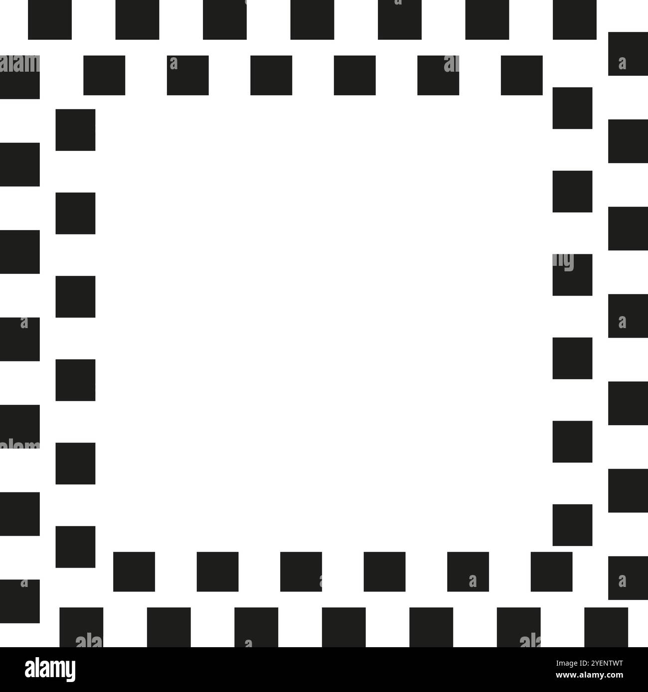 Checkered square frame. Black and white corner. Geometric border ...