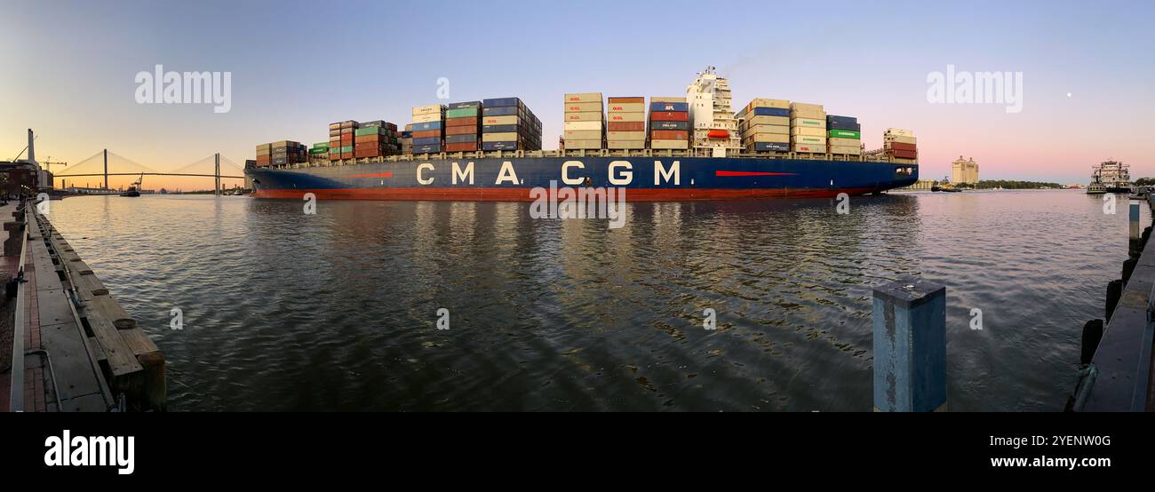 Container Cargo Ship on the Savannah River, Savannah, Georgia, USA ...
