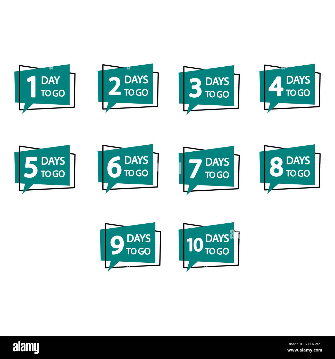 Set of countdown numbers. Days to go collection. Vector countdown icons. Bold flat design Stock ...