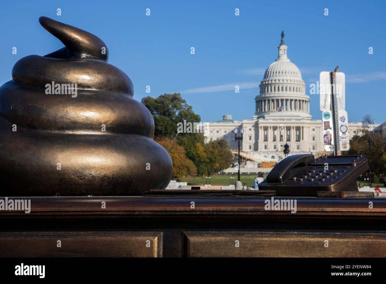 A bronze art installation depicting a 'poop' on former House Speaker ...