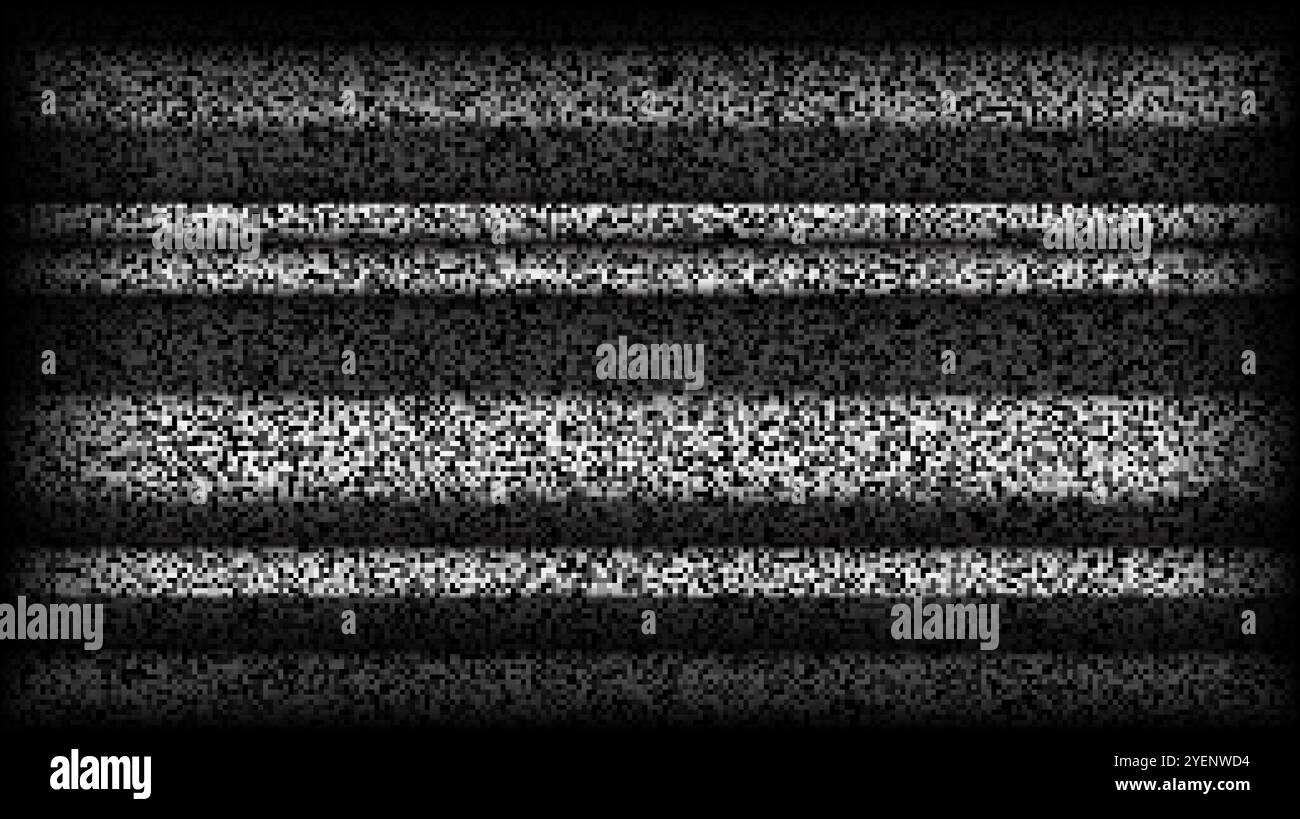 TV static noise background. Glitch pixelated television screen. Black ...