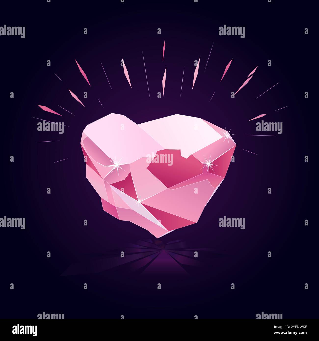 Shining Natural Rough Pink Diamond. Vector illustration of uncut pink ...