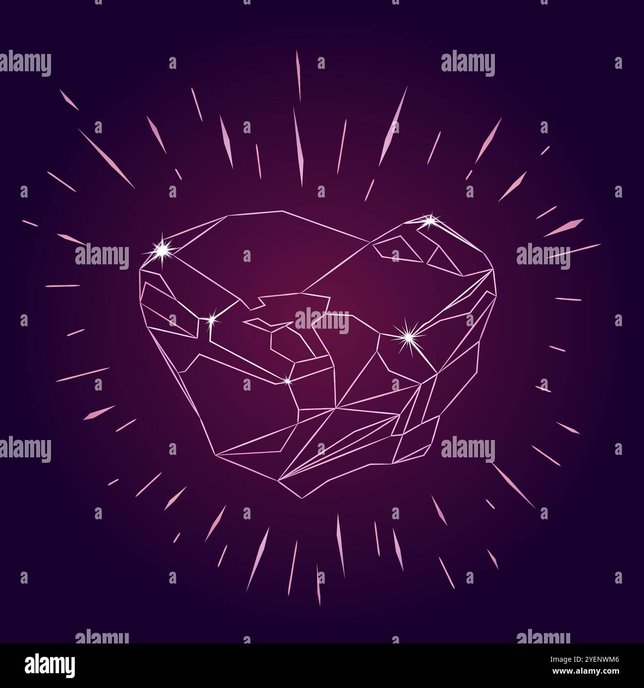 Shining Natural Rough Pink Diamond. Vector illustration of uncut pink ...