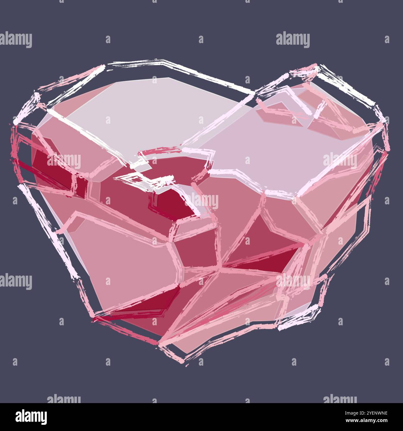 Natural Rough Pink Diamond. Vector illustration of uncut pink diamond ...