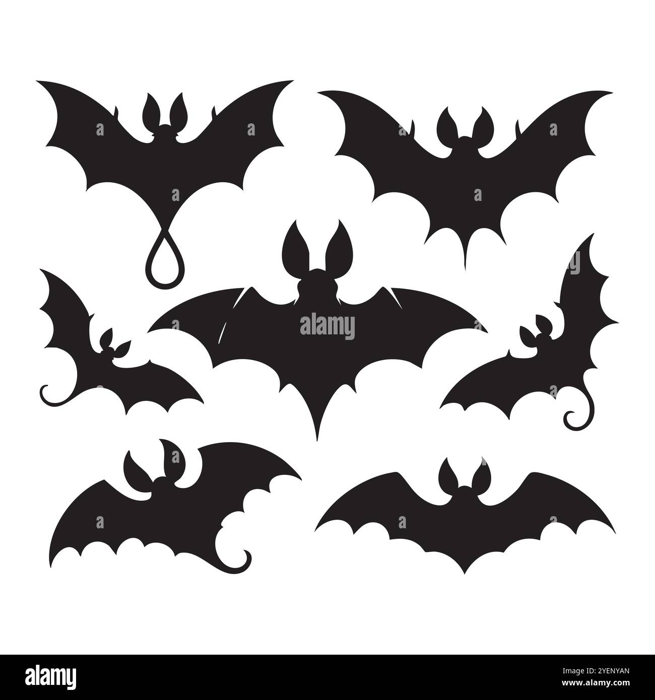 Set of fledermaus silhouette on white background Stock Vector Image ...