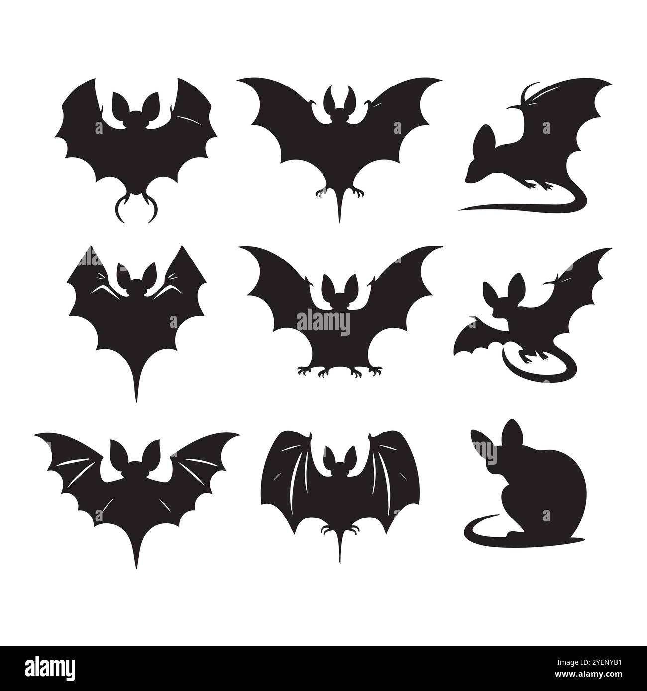 Set of fledermaus silhouette on white background Stock Vector Image ...