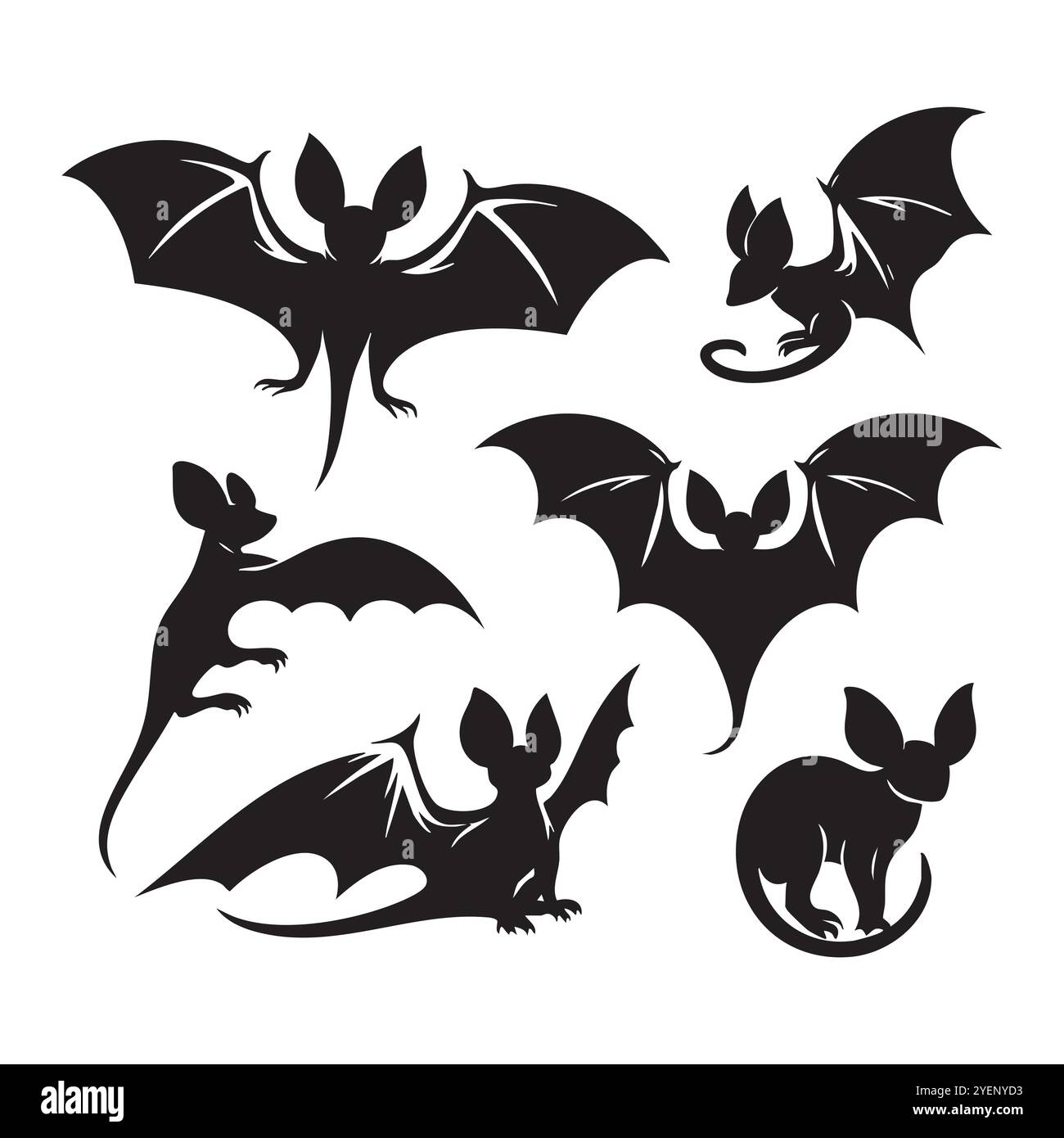 Set of fledermaus silhouette on white background Stock Vector Image ...