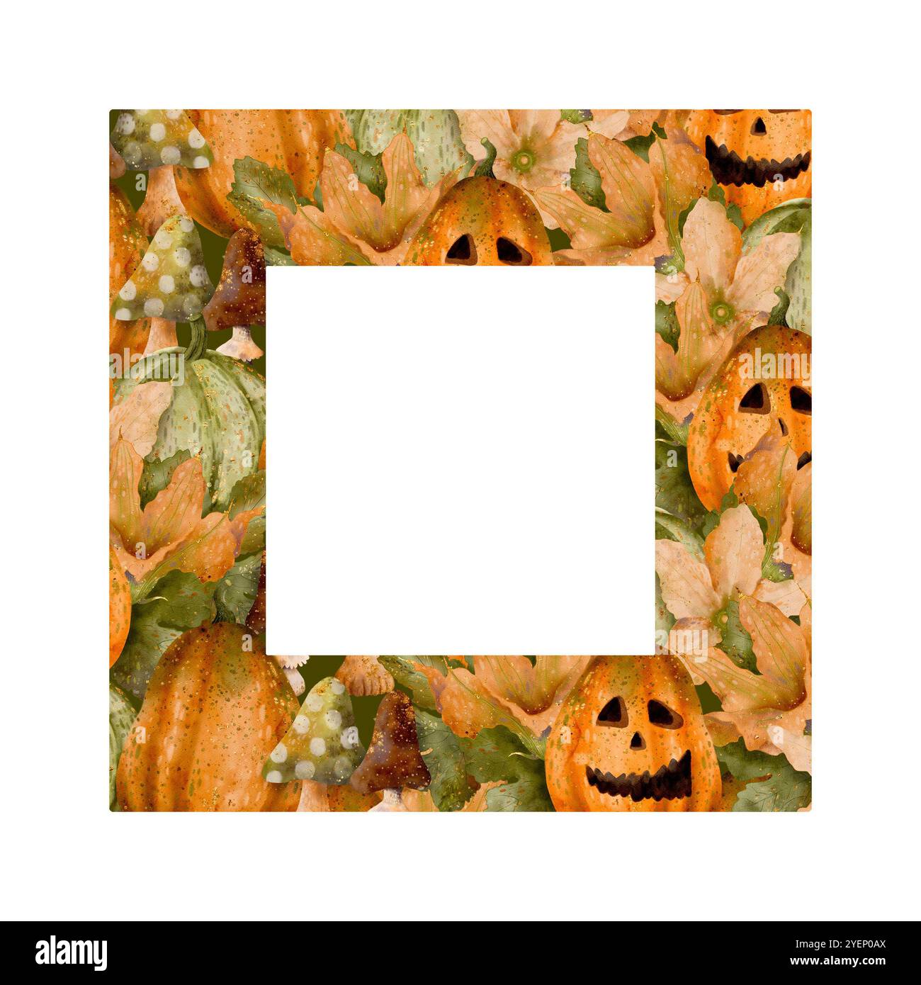 This decorative frame showcases pumpkins and autumn leaves, perfect for ...