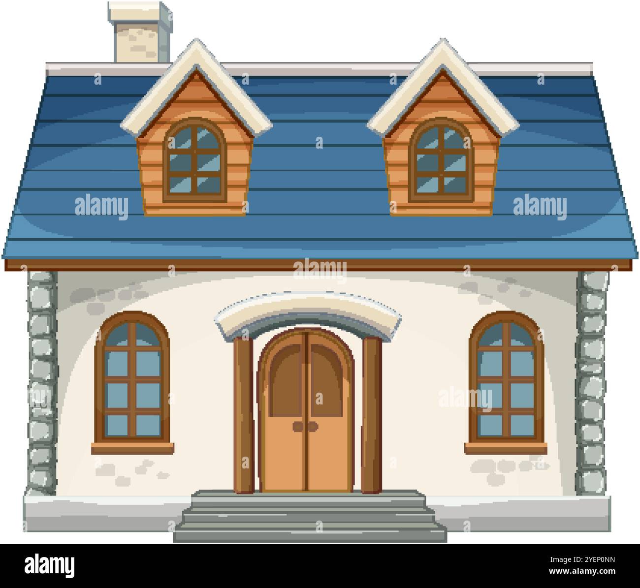 Cozy home with blue roof and dormer windows Stock Vector Image & Art ...