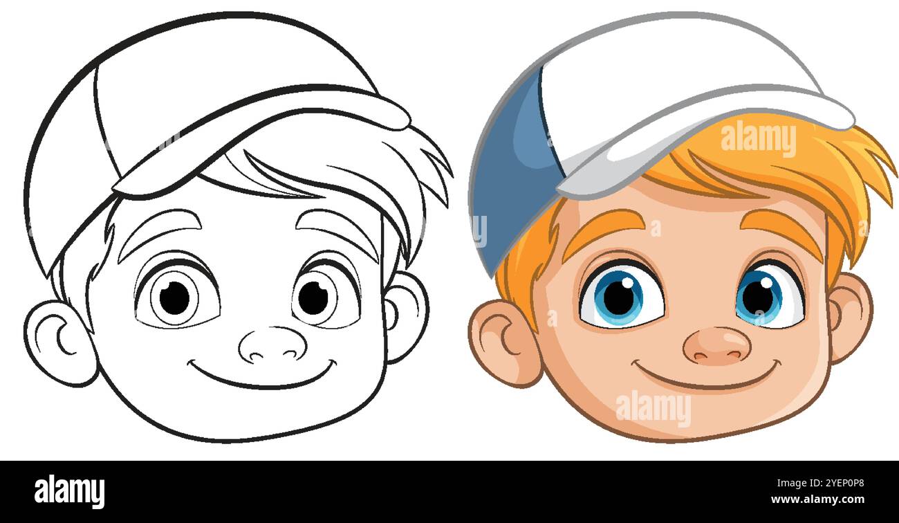 Illustration of a happy boy wearing a cap Stock Vector Image & Art - Alamy