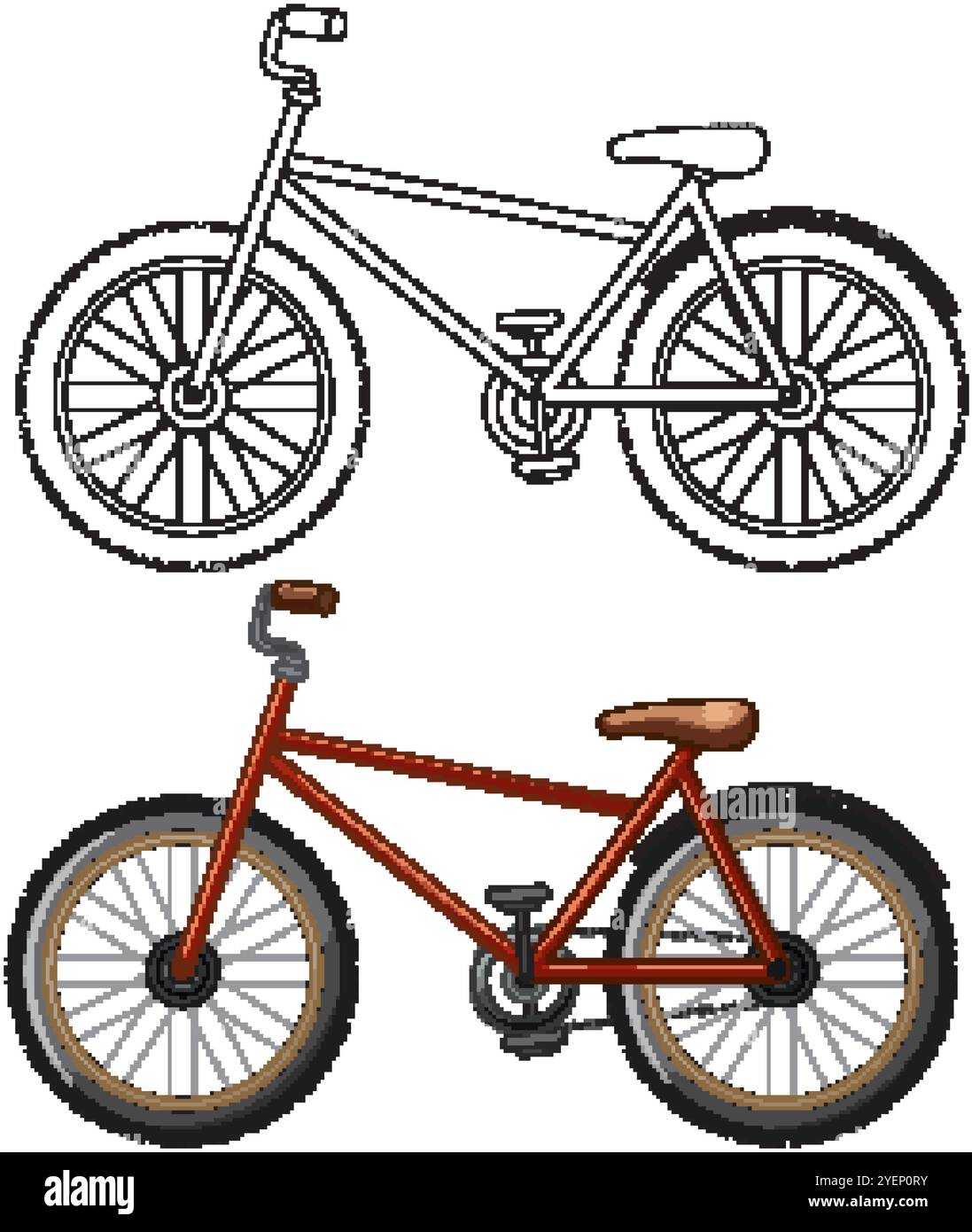 Detailed vector of a bicycle in two styles Stock Vector Image & Art - Alamy