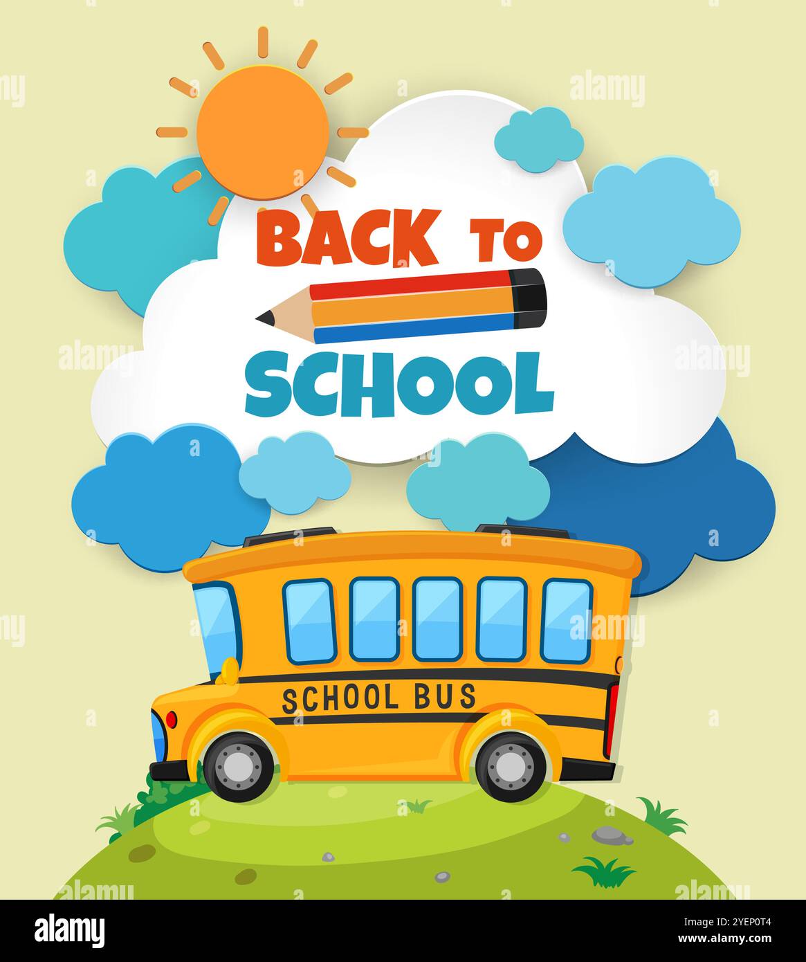 School bus with clouds and sun Stock Vector Image & Art - Alamy