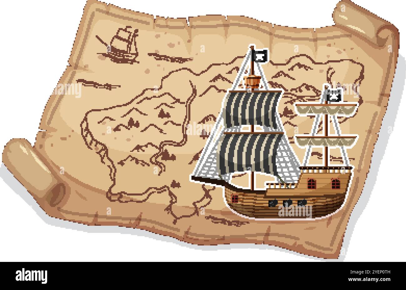 Pirate ship sailing on an ancient map Stock Vector Image & Art - Alamy