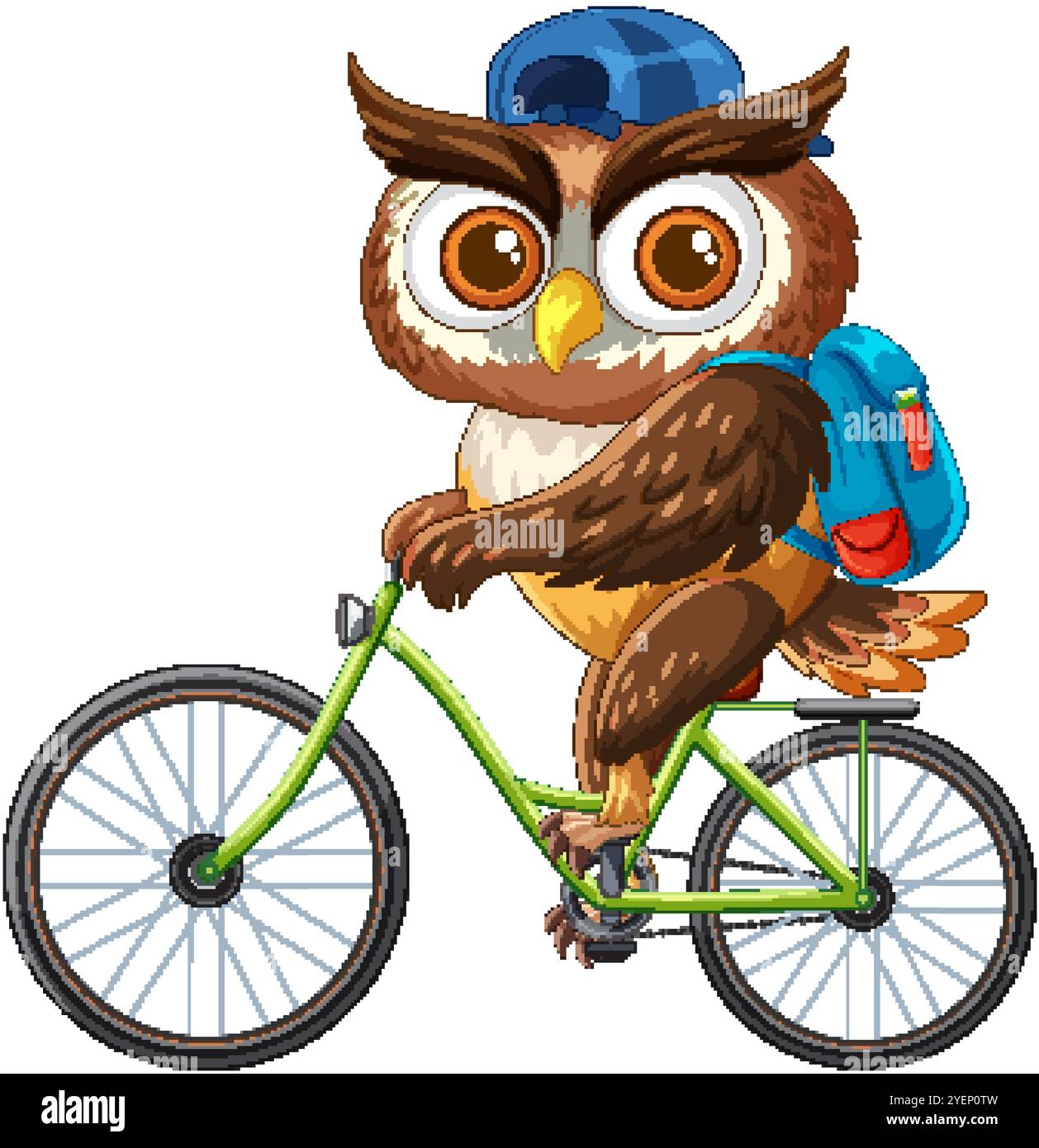 An owl wearing a cap rides a bicycle Stock Vector Image & Art - Alamy