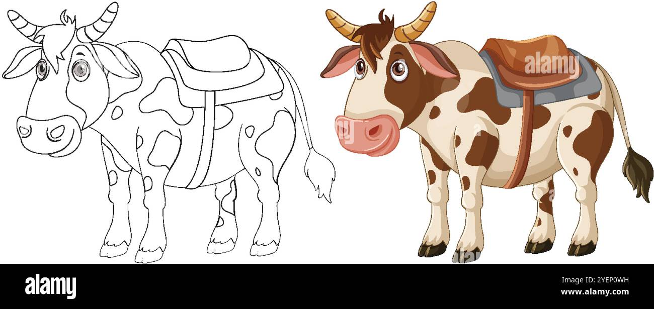 Color and outline versions of a cow Stock Vector Image & Art - Alamy