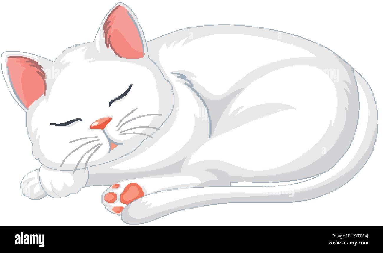 White domestic sleeping cat Stock Vector Images - Alamy
