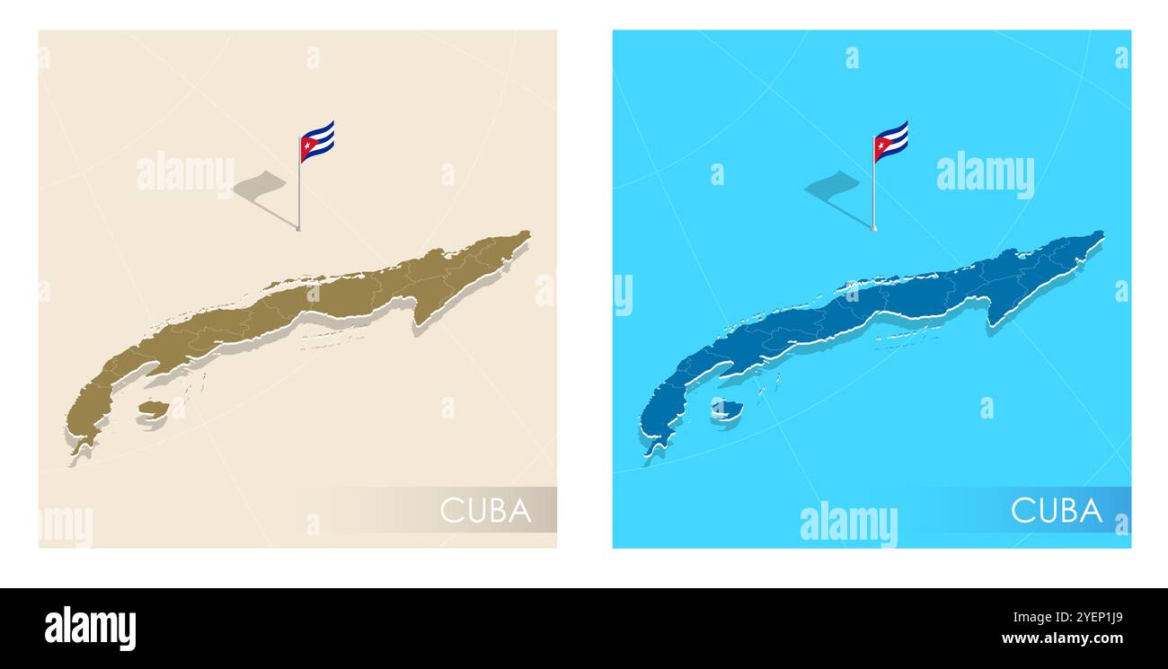 Cuba country flag installed on geographic positioning map point of ...