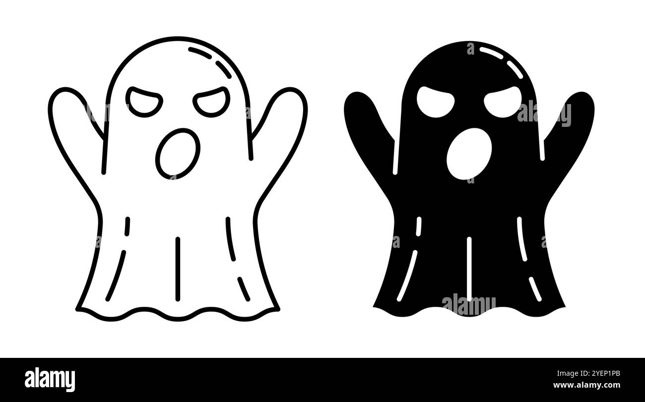 Linear icon. Halloween ominous ghost that scares people with ...